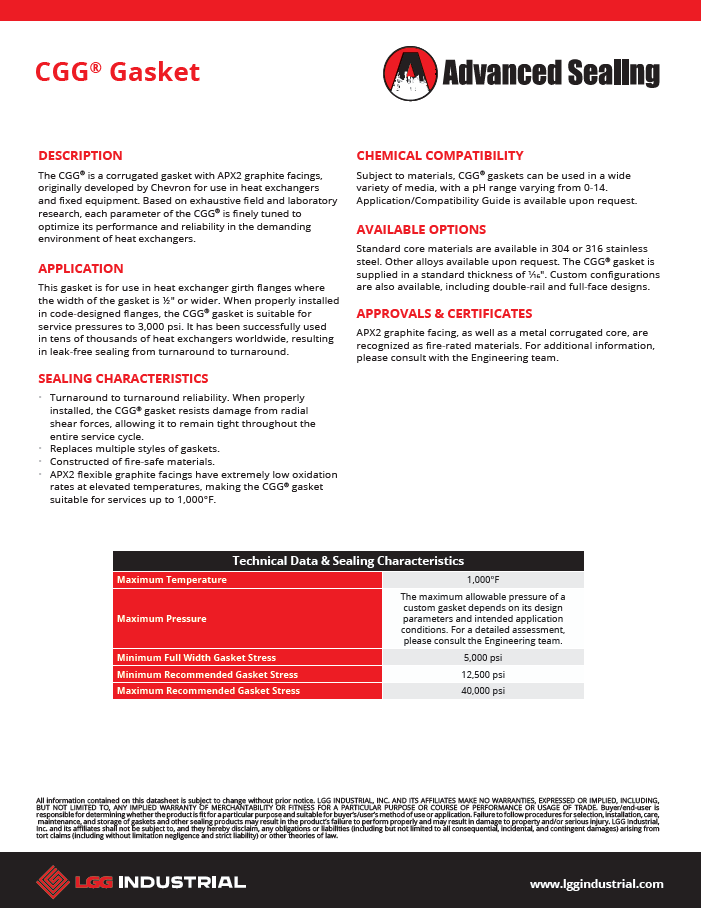 CGG® Gasket - Advanced Sealing Inc.